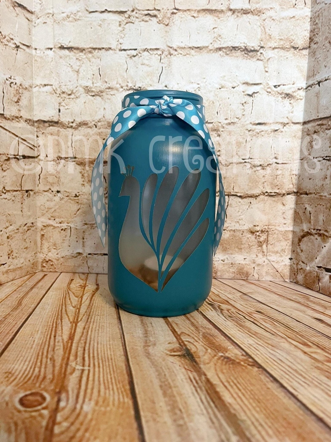 Peacock Painted Mason Jar Tea Light Candle Holder, Peacock, Painted ...
