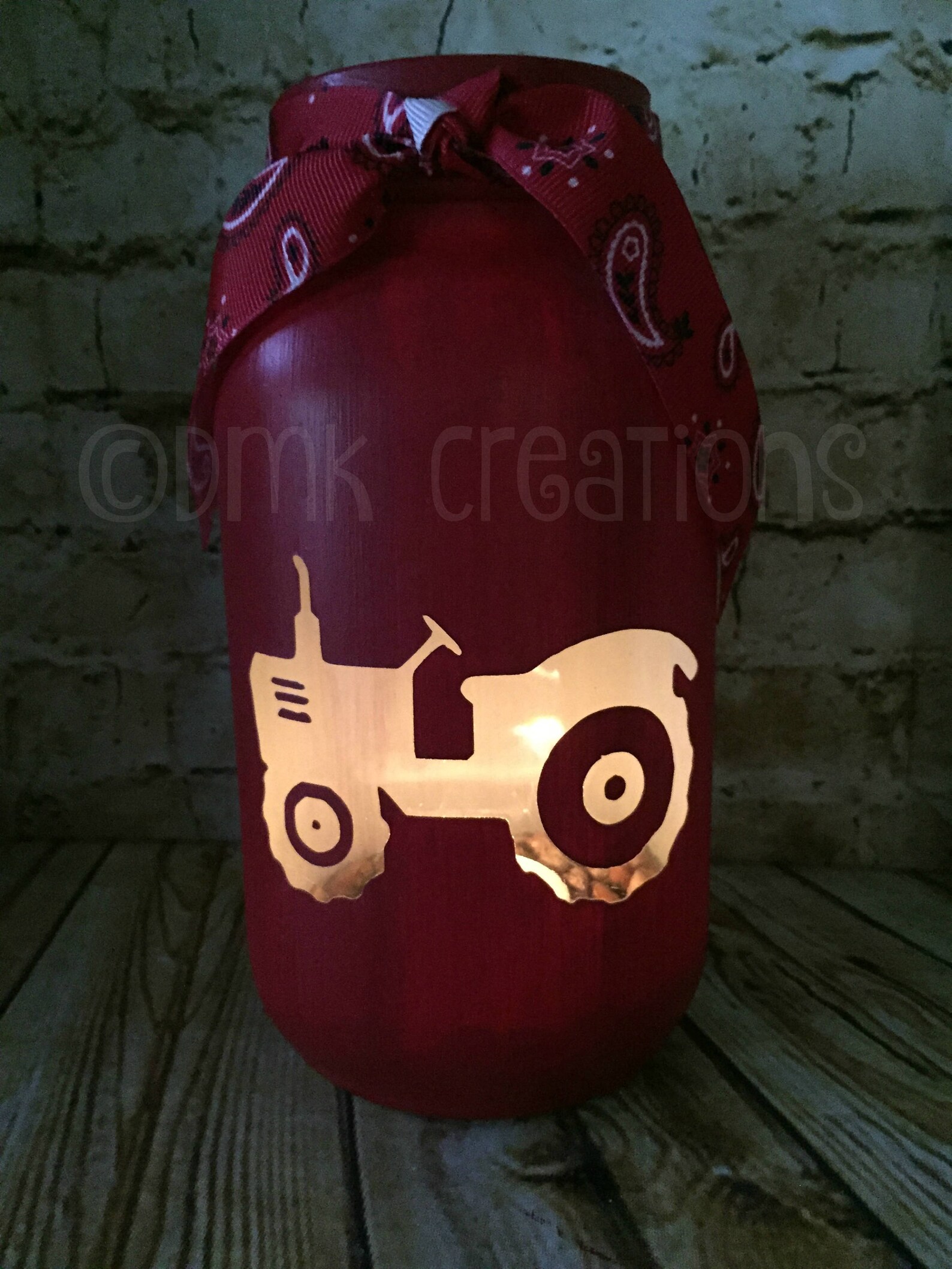 Tractor Mason Jar Painted Tea Light Candle Holder, Tractor, Painted ...
