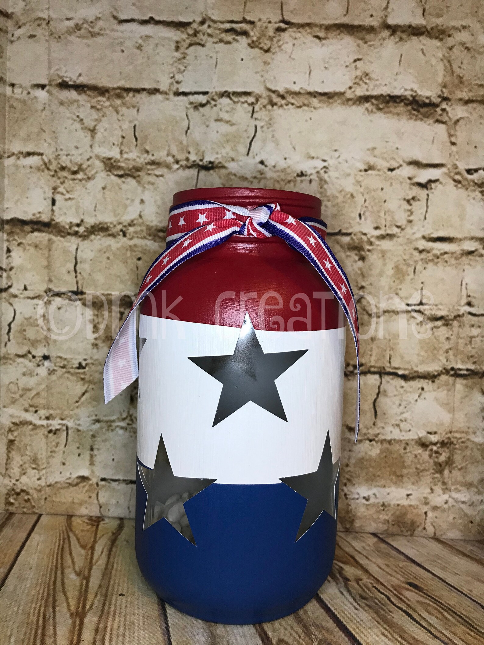 Patriotic Painted Mason Jar Tea Light Candle Holders, Painted Mason Jar ...