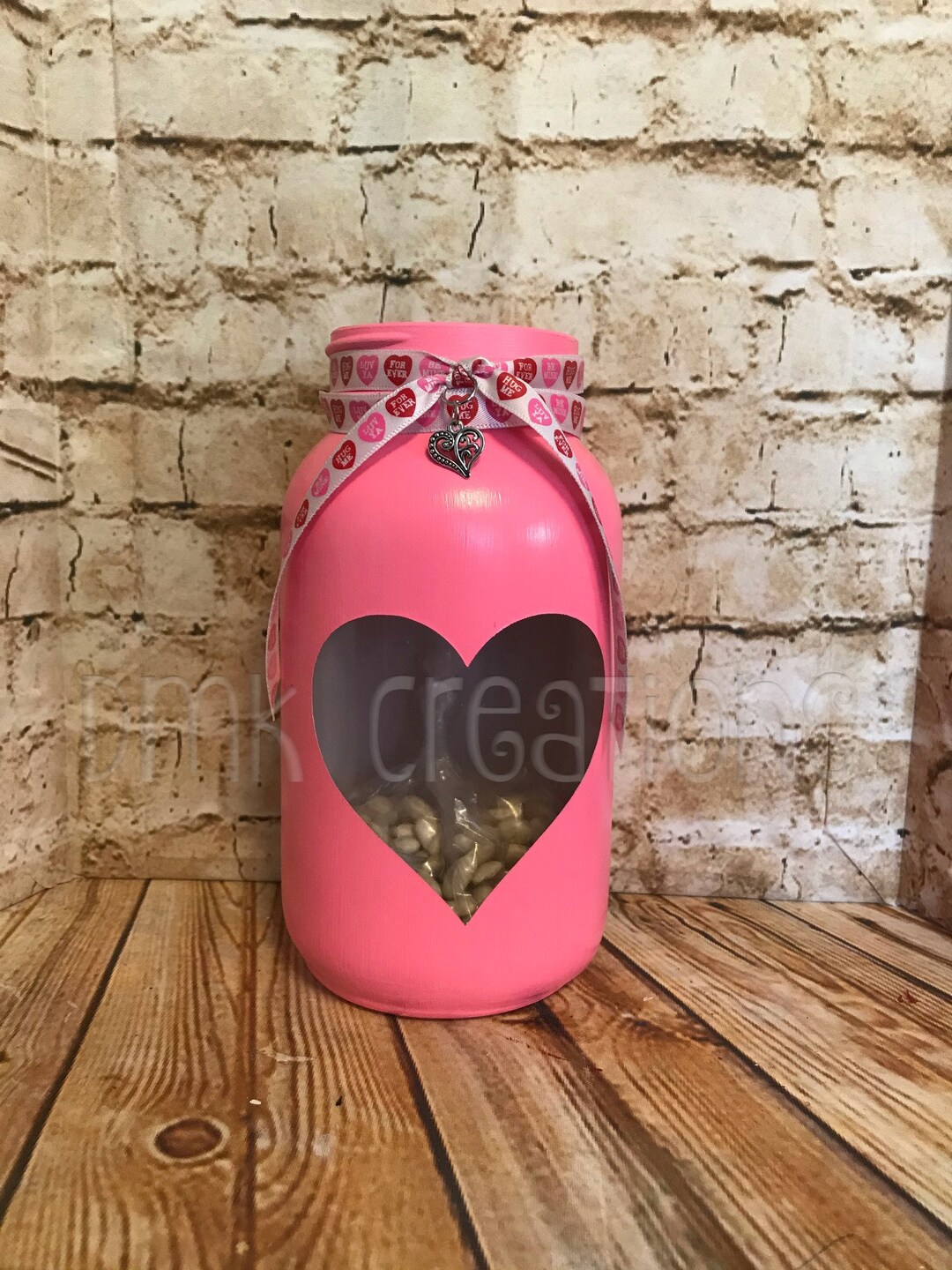 Valentine Heart Painted Mason Jar Tea Light Candle Holder, Hearts ...