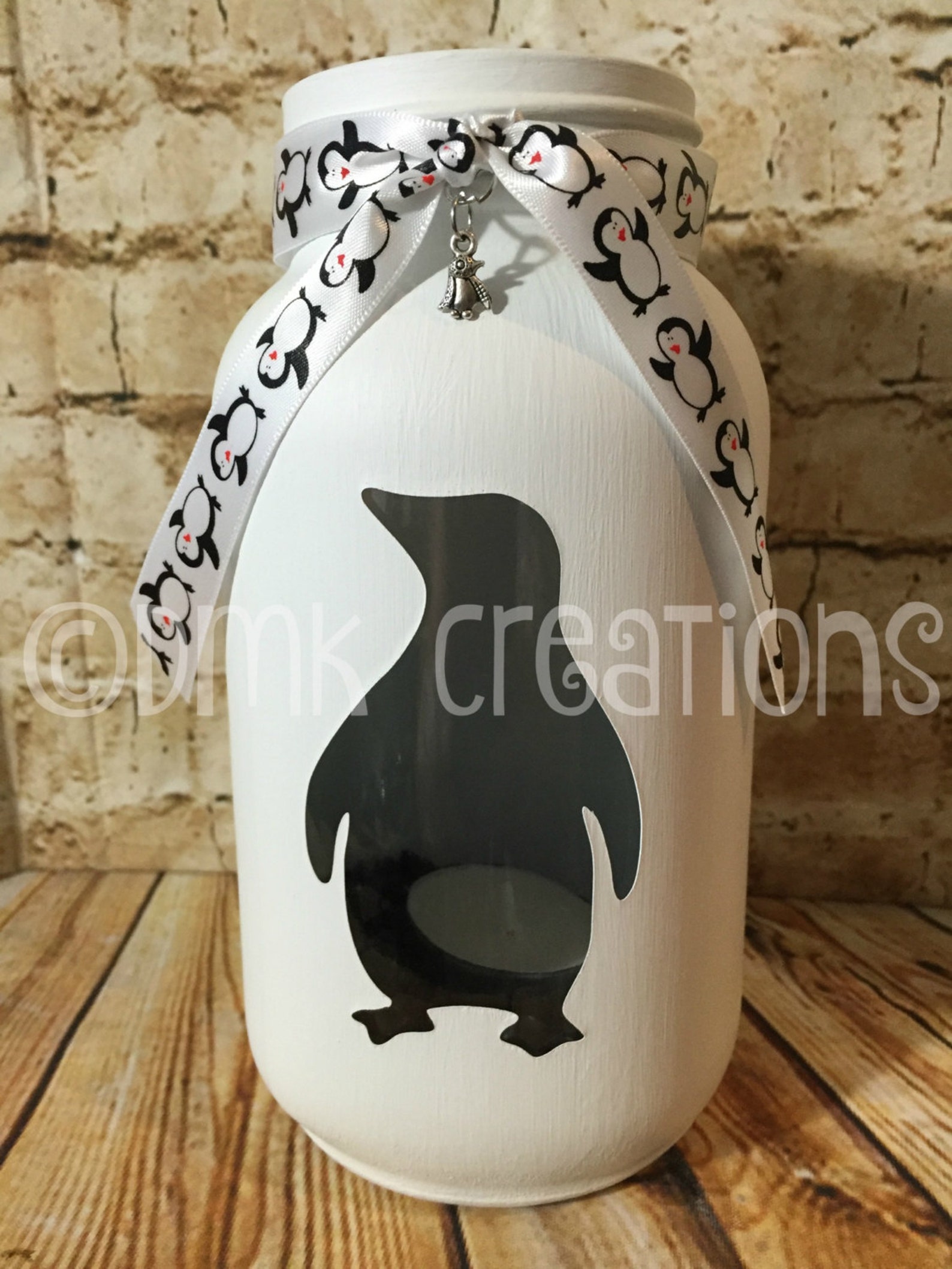 Penguin Painted Mason Jar Tea Light Candle Holder, Penguin, Painted ...