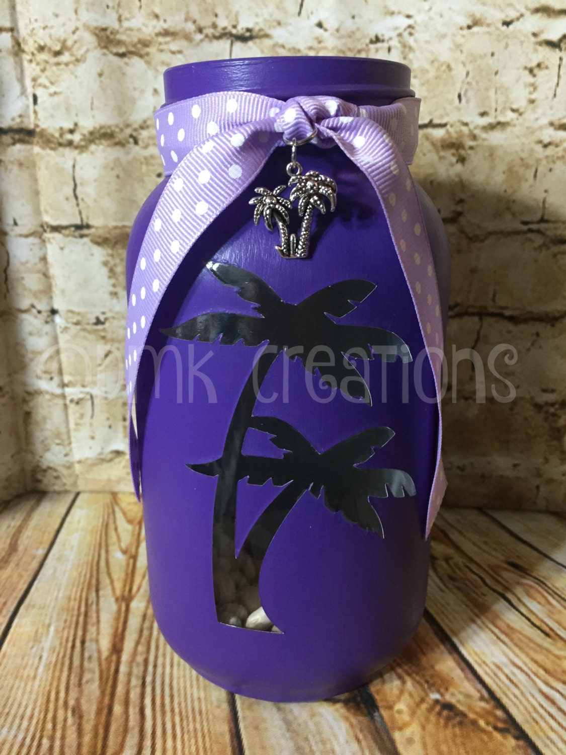 Palm Tree Painted Mason Jar Tea Light Candle Holder Palm - Etsy
