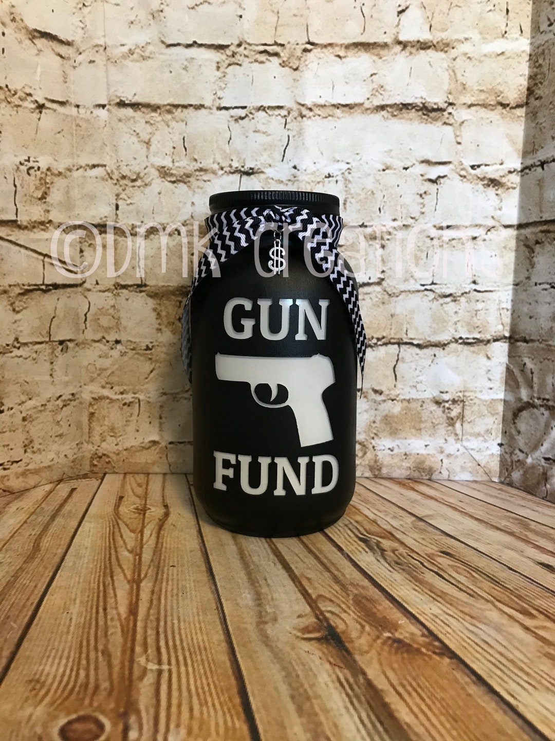 Gun Fund Painted Mason Jar Bank, Gun, Gun Fund, Bank, Piggy Bank ...