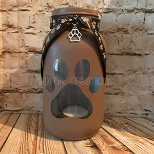 Paw Print Painted Mason Jar Tea Light Candle Holder, Painted Mason Jar ...