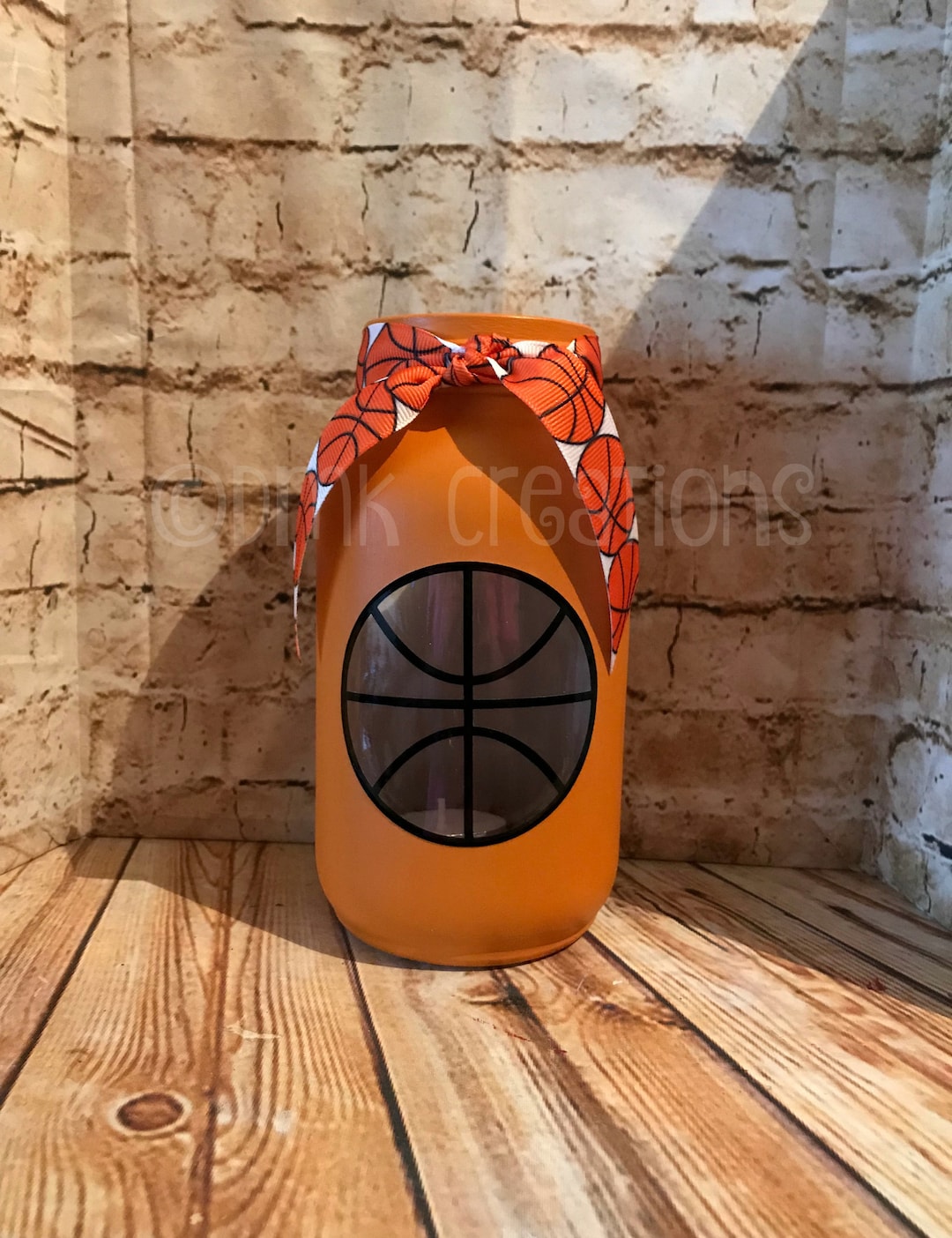 Basketball Painted Mason Jar Tea Light Candle Holder, Painted Mason Jar ...