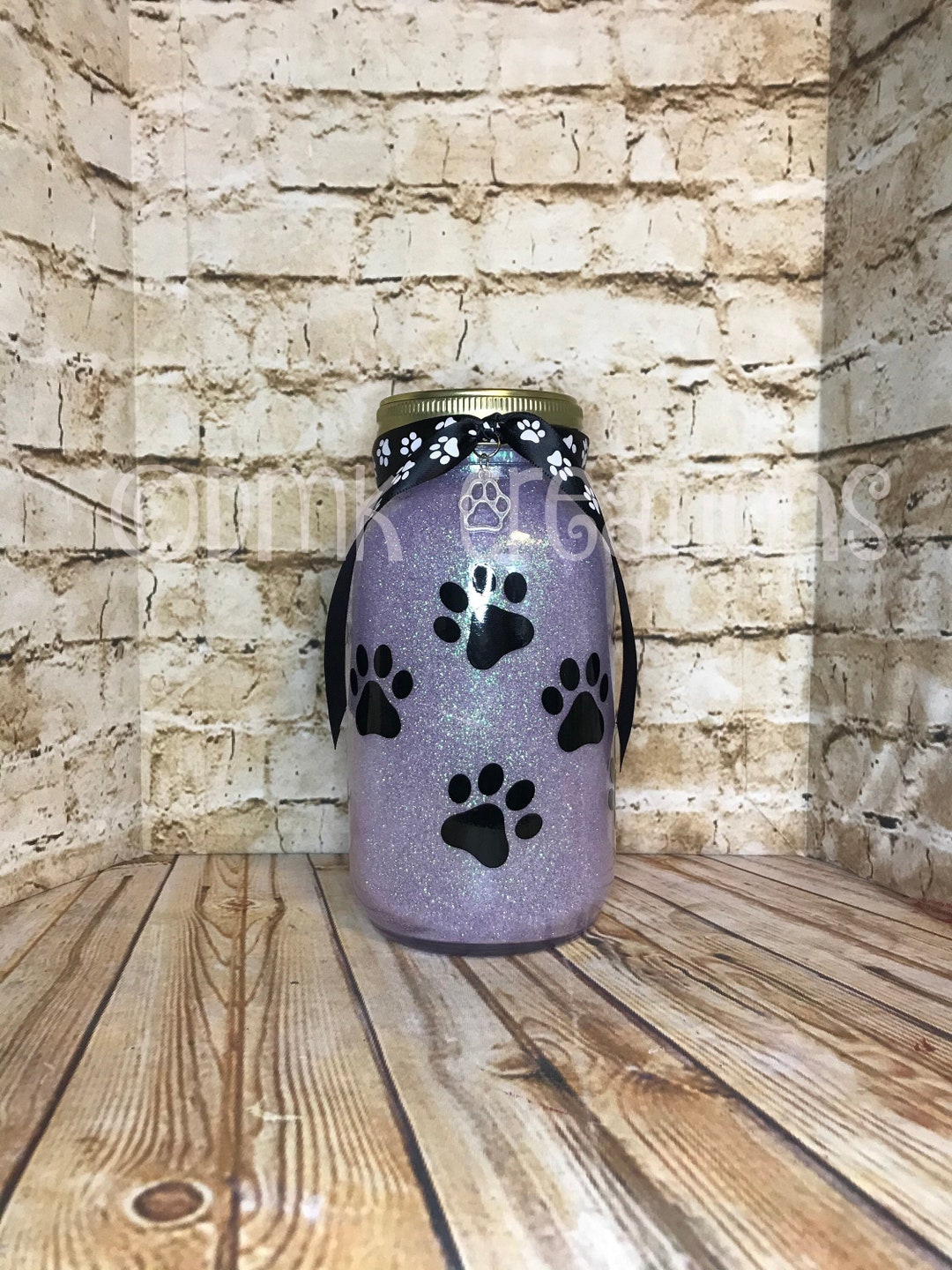 Paw Print Glitter Mason Jar Light, Paw Print Mason Jar, Lighted Mason ...