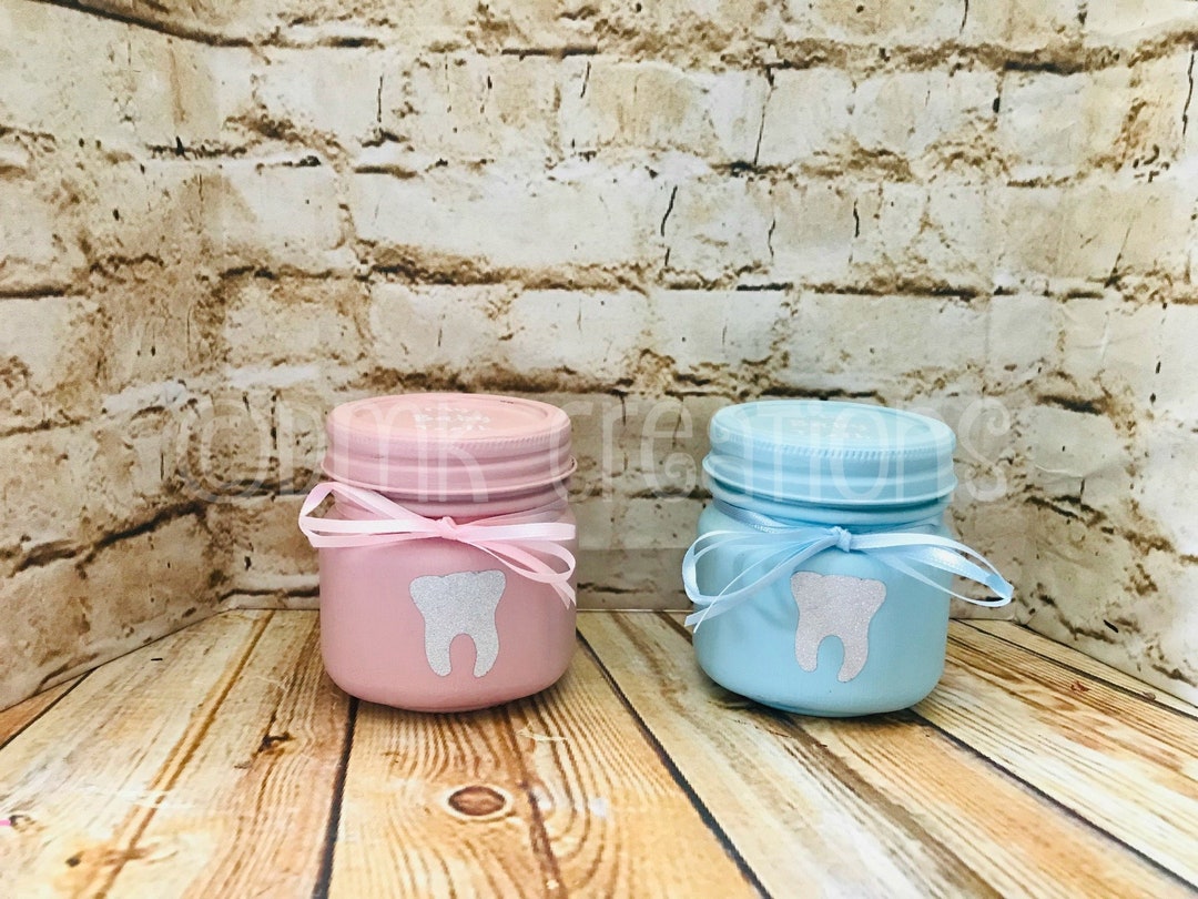 Baby Tooth Keepsake Painted Mason Jar , Baby Tooth Jar, Tooth Fairy Jar ...