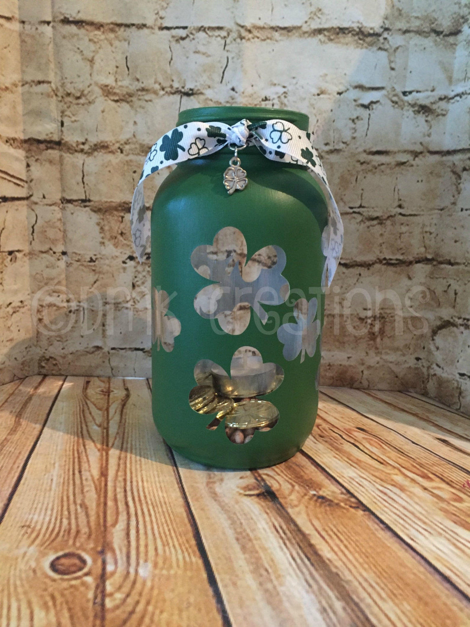 St. Patrick's Day Shamrocks Painted Mason Jar Tea Light - Etsy