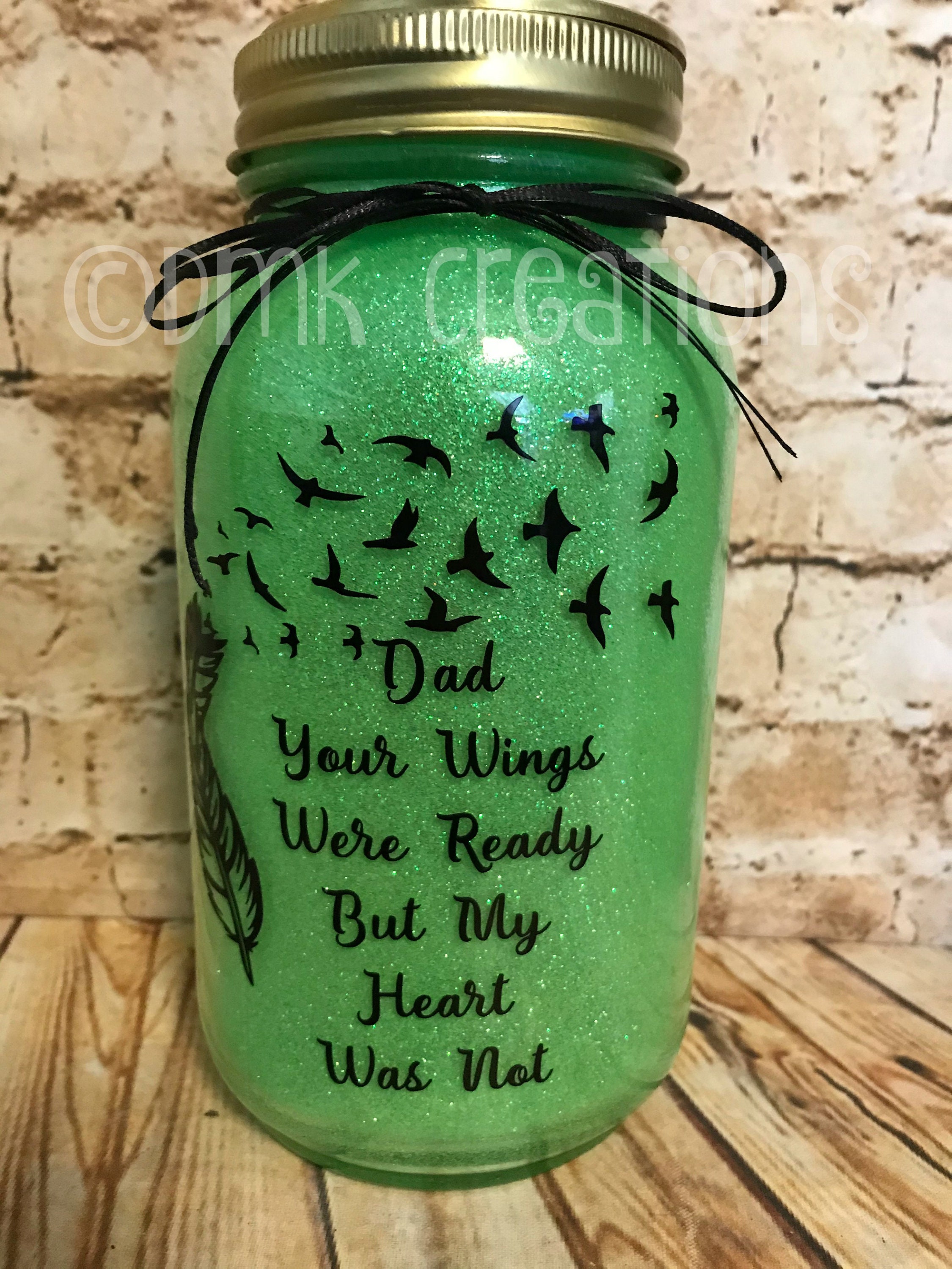 Memorial Glitter Mason Jar Light Night Light Memory Jar - Etsy