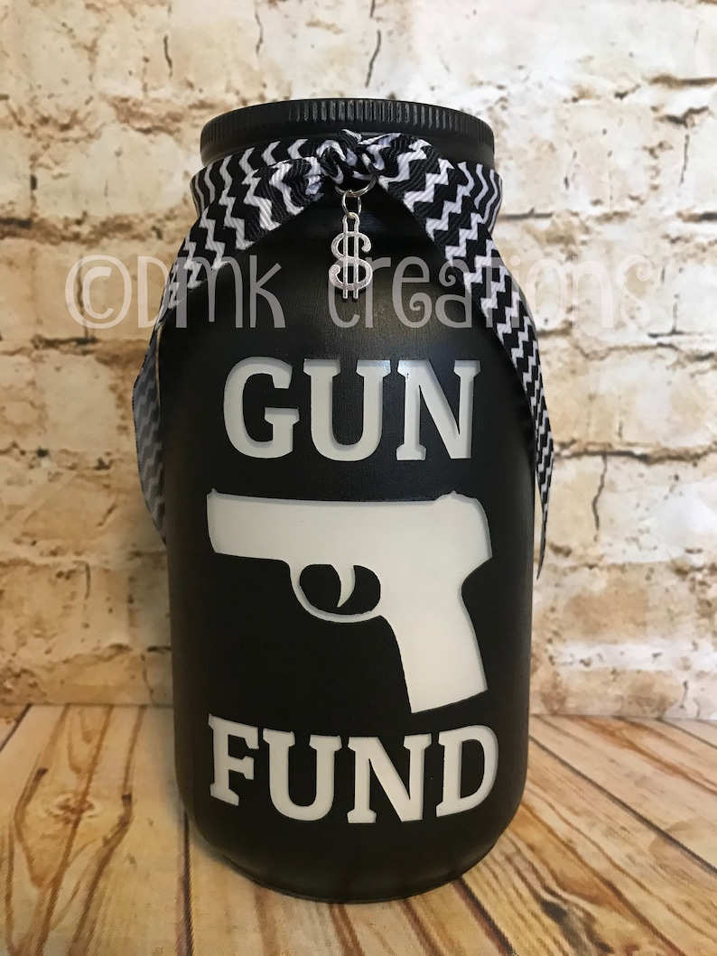 Gun Fund Painted Mason Jar Bank, Gun, Gun Fund, Bank, Piggy Bank ...