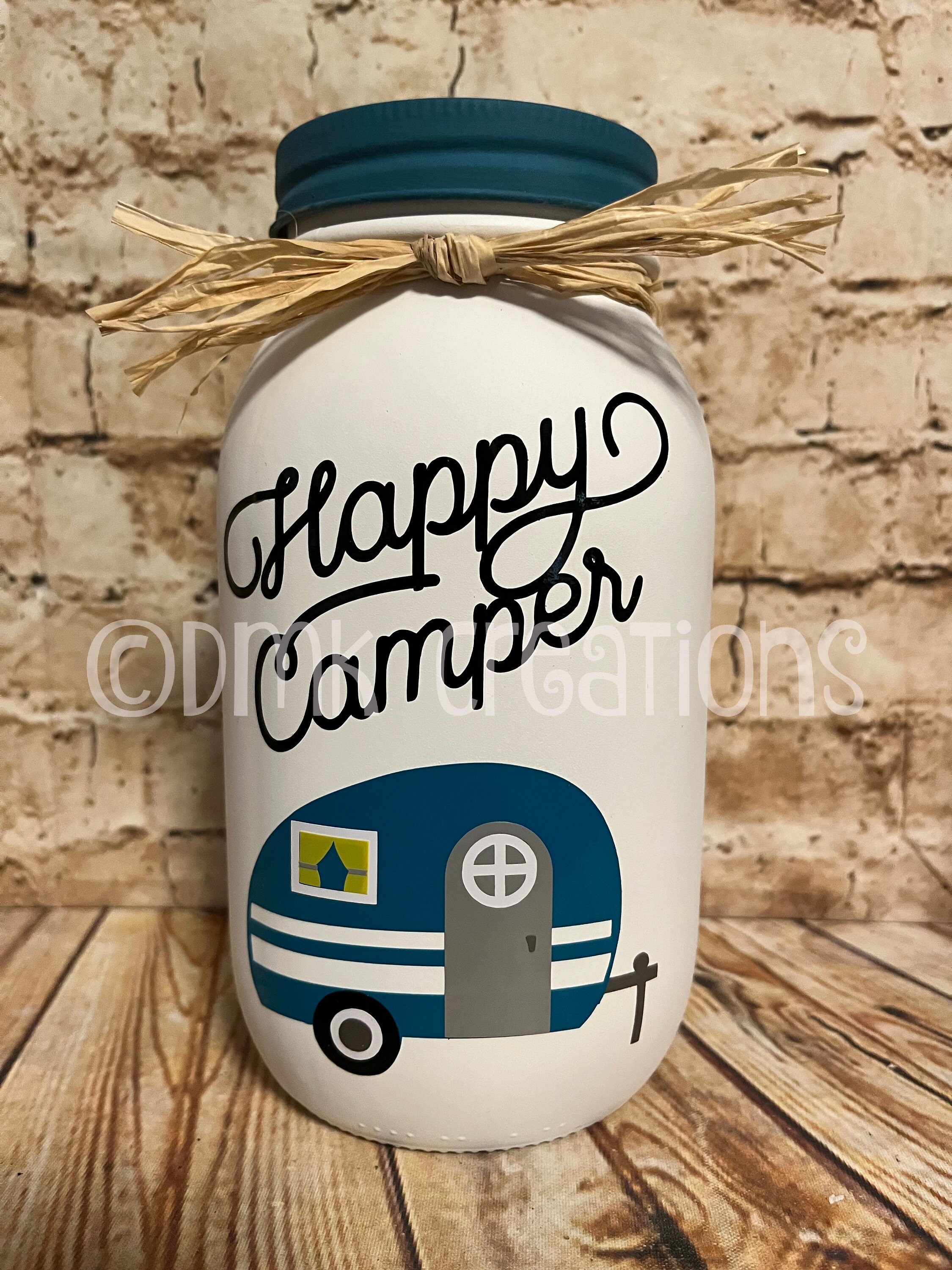 Happy Camper Mason Jar Tissue Holder Painted Mason Jar - Etsy