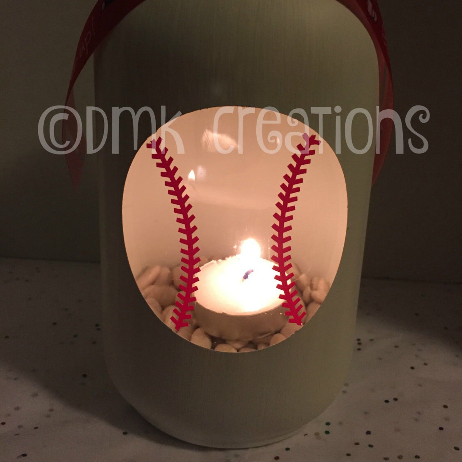 Baseball Painted Mason Jar Tea Light Candle Holder, Baseball, Painted ...