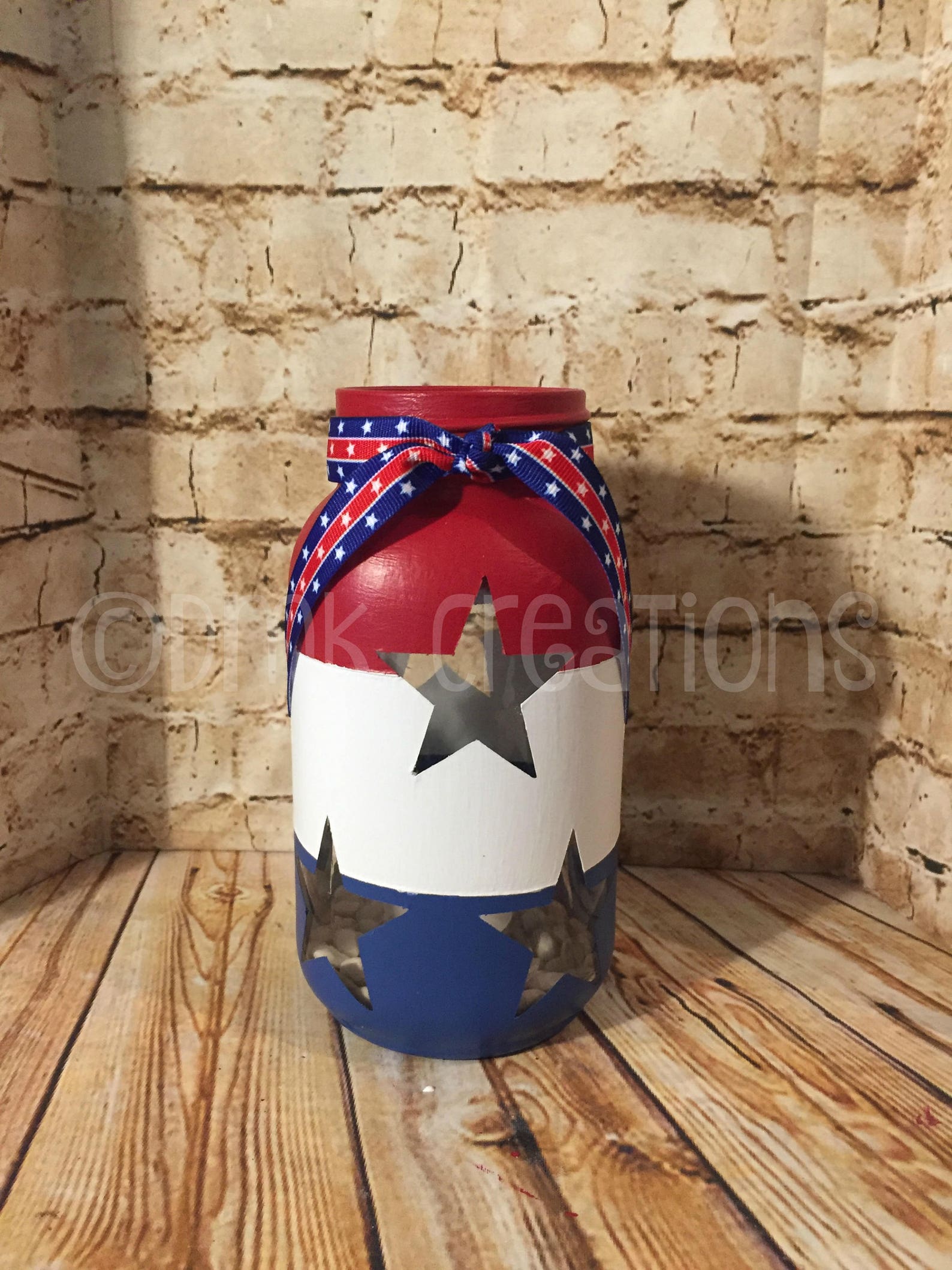 Patriotic Painted Mason Jar Tea Light Candle Holder, Painted Mason Jar ...