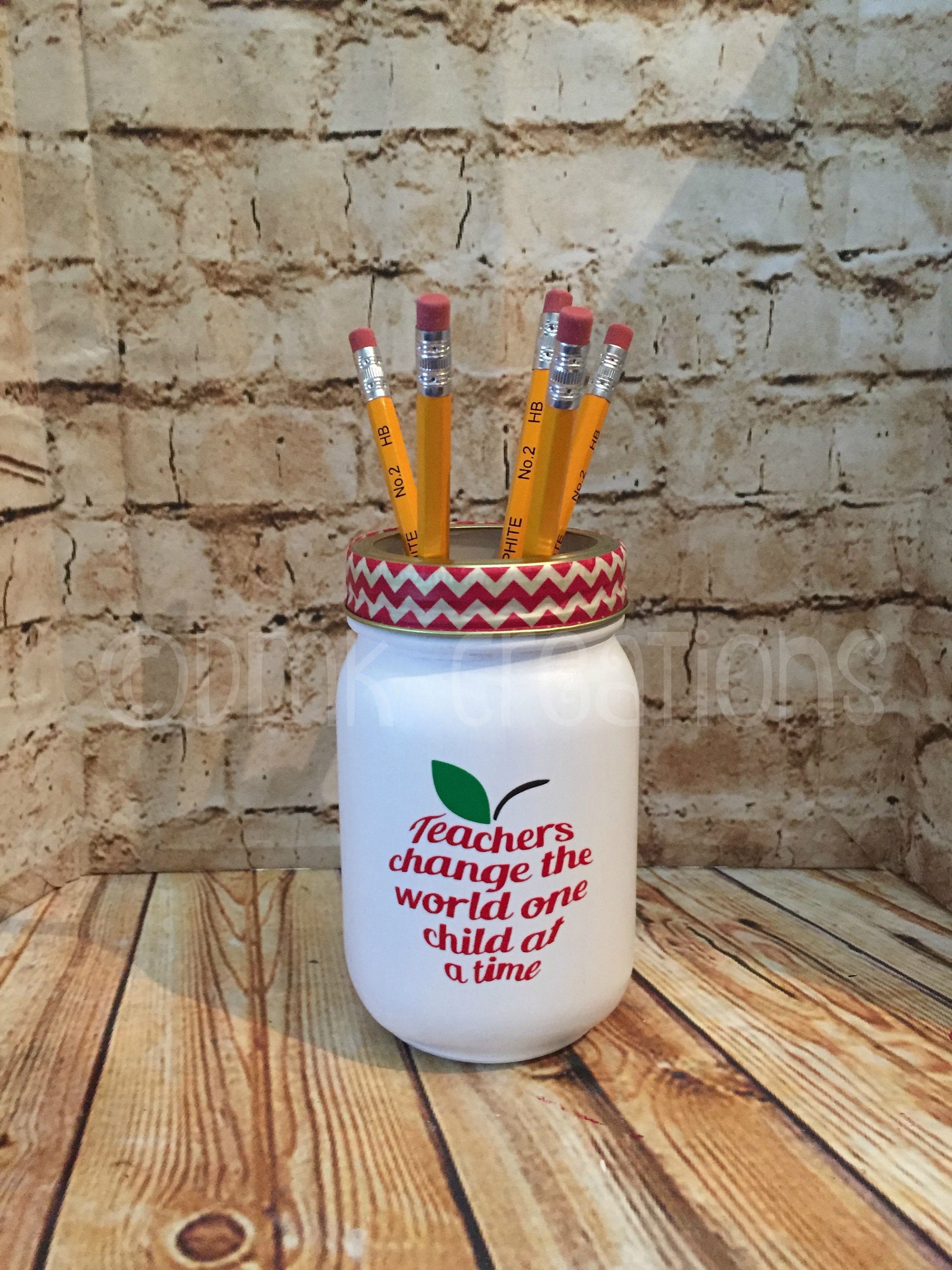 Teacher Apple Painted Mason Jar Pencil Holder painted mason | Etsy