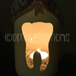 Tooth Painted Mason Jar Tea Light Candle Holder, Tooth, Tea Light ...