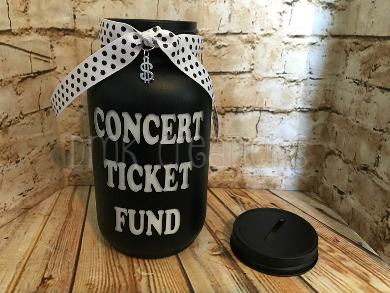 Concert Ticket Fund Painted Mason Jar, Bank, Concert Fund, Concert ...