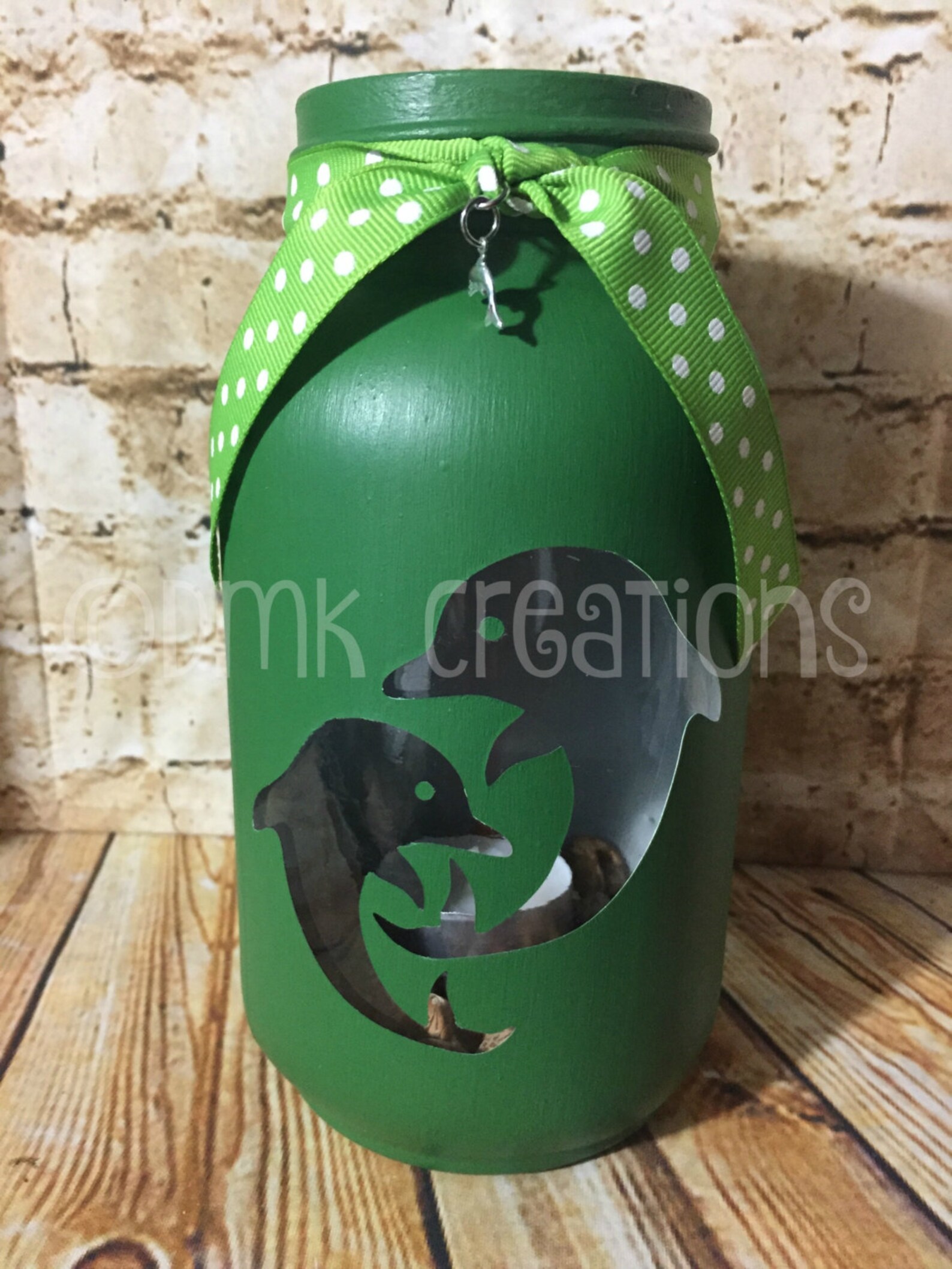 Dolphin Painted Mason Jar Tea Light Candle Holder, Dolphin, Ocean ...