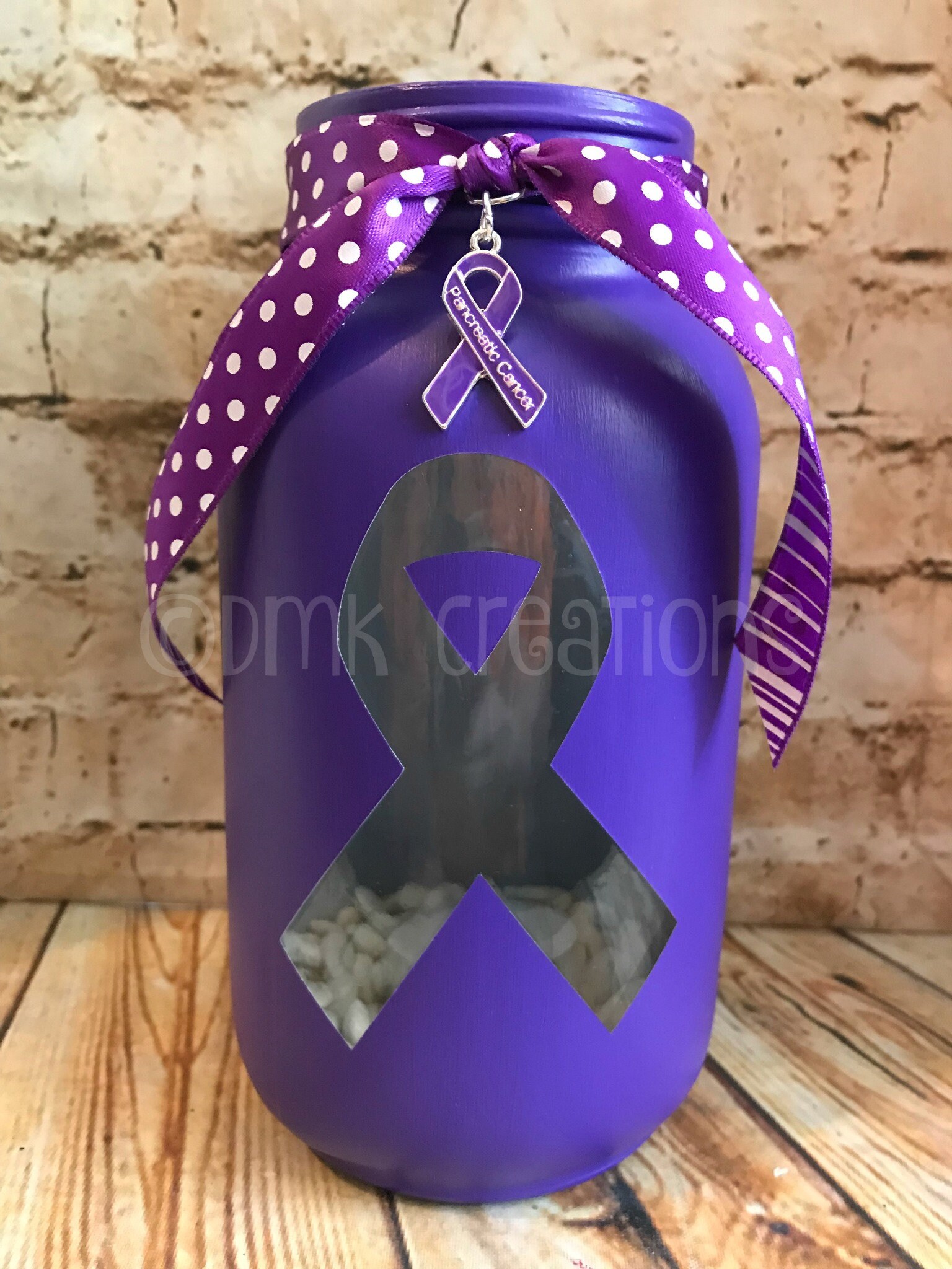 Pancreatic Cancer Awareness Ribbon Painted Mason Jar Tea Light Candle ...