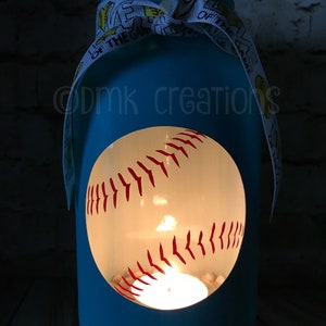 Softball Painted Mason Jar Tea Light Candle Holder, Softball, Painted ...