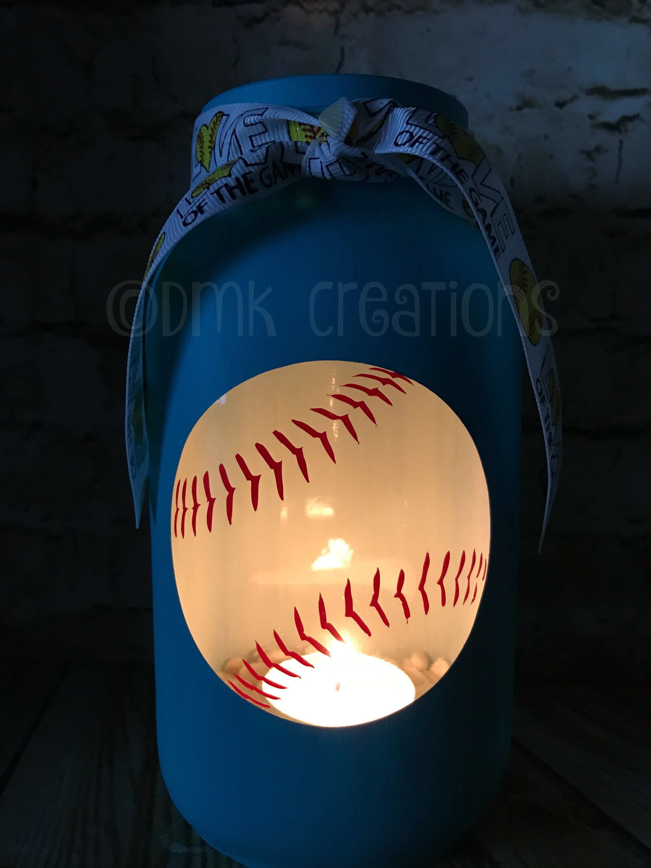 Softball Painted Mason Jar Tea Light Candle Holder Softball - Etsy