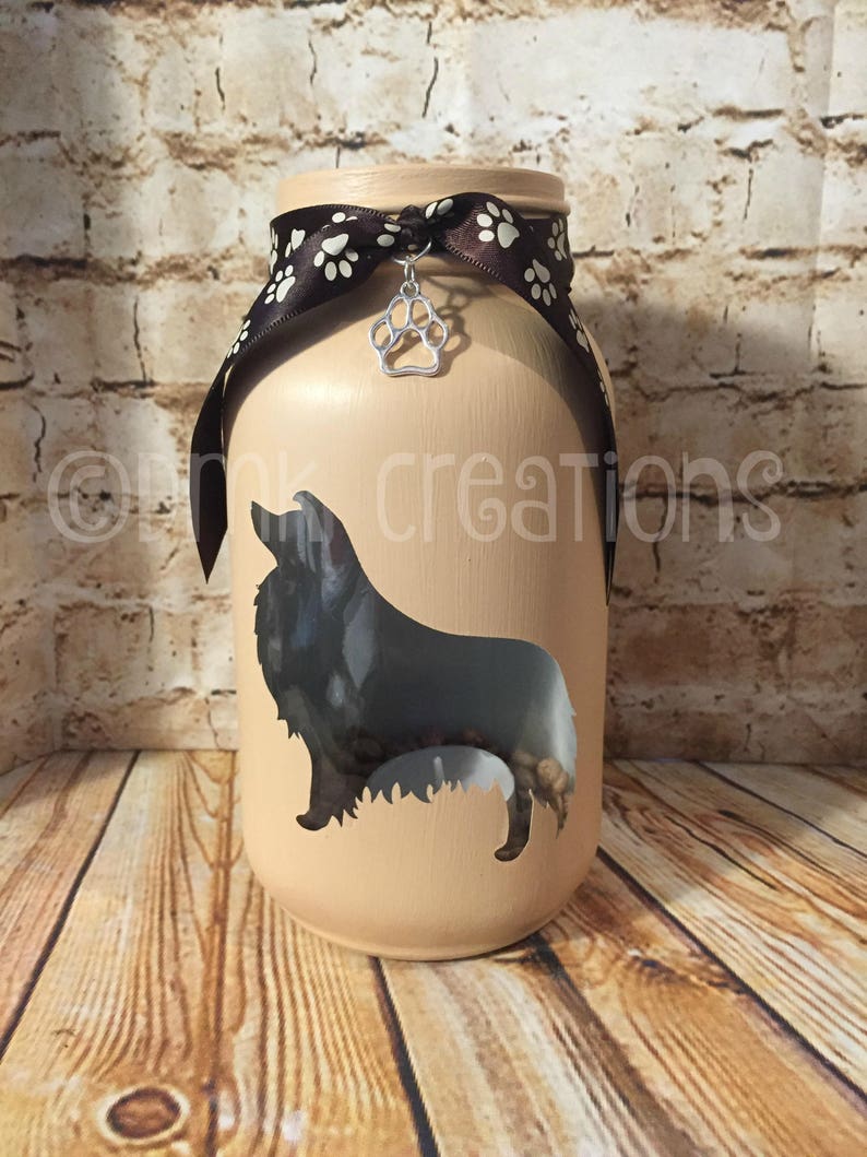 Sheltie Painted Mason Jar Tea Light Candle Holder, Sheltie, Dog, Mason ...
