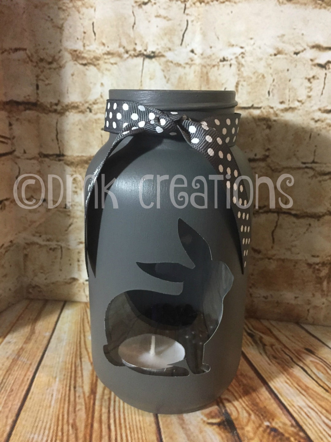 Rabbit Painted Mason Jar Tea Light Candle Holder, Rabbit, Painted Mason ...