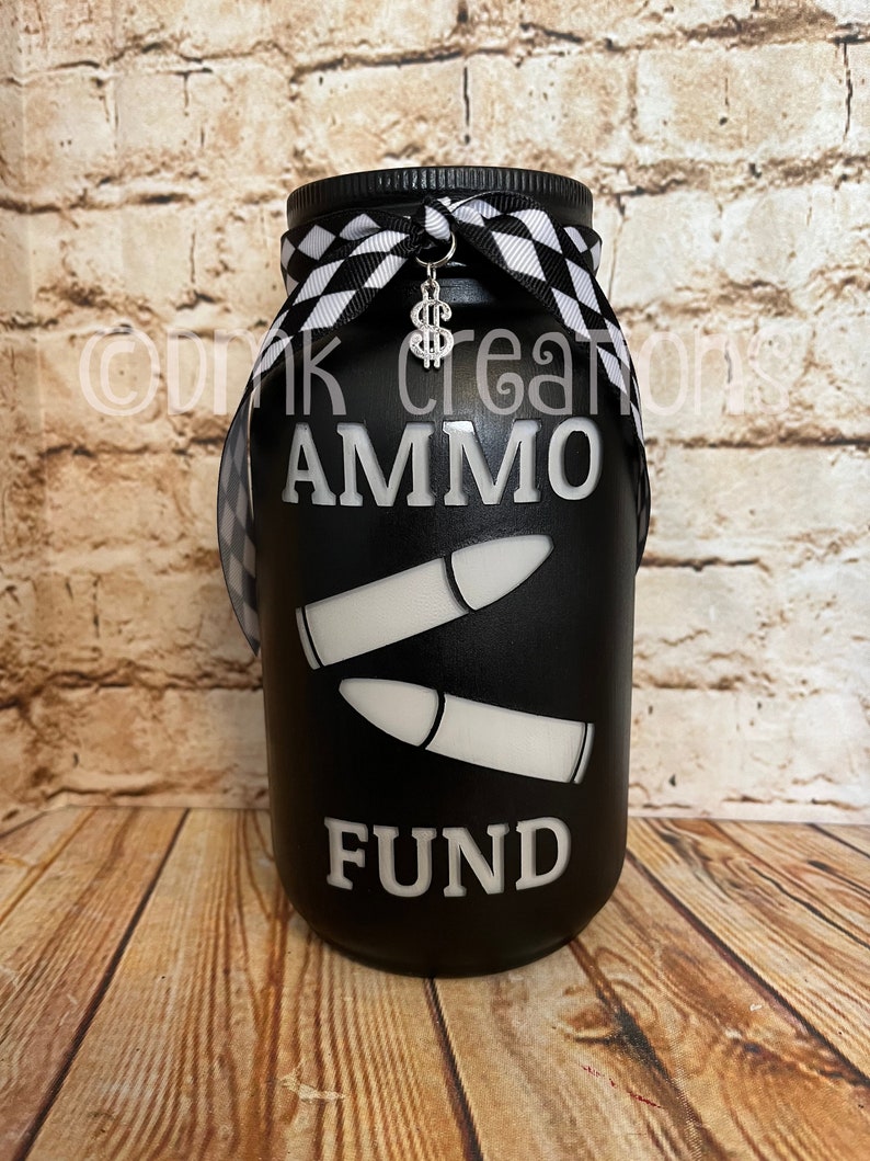 Ammo Fund Painted Mason Jar Bank Gun Ammo Fund Bank Piggy - Etsy