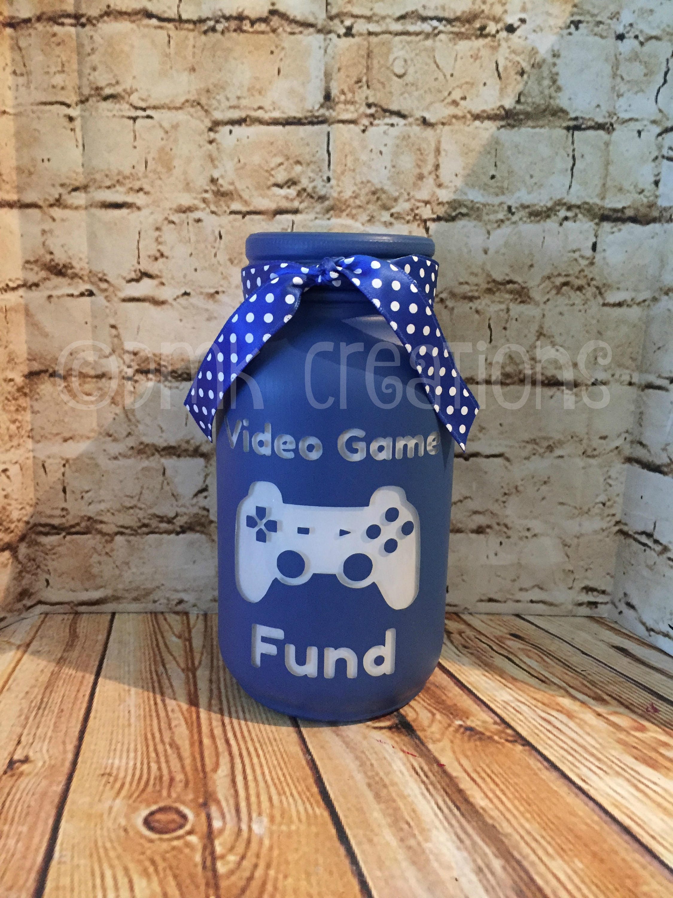 Video Game Fund Painted Mason Jar Bank, Video Game, Video Game Fund ...