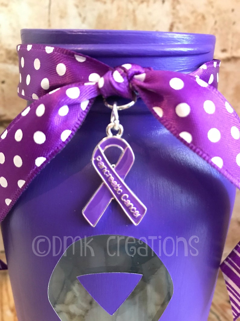 Pancreatic Cancer Awareness Ribbon Painted Mason Jar Tea Light Candle ...