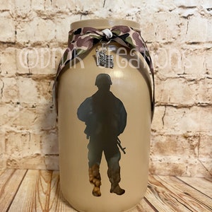 Military Soldier Painted Mason Jar Tea Light Candle Holder, Soldier ...