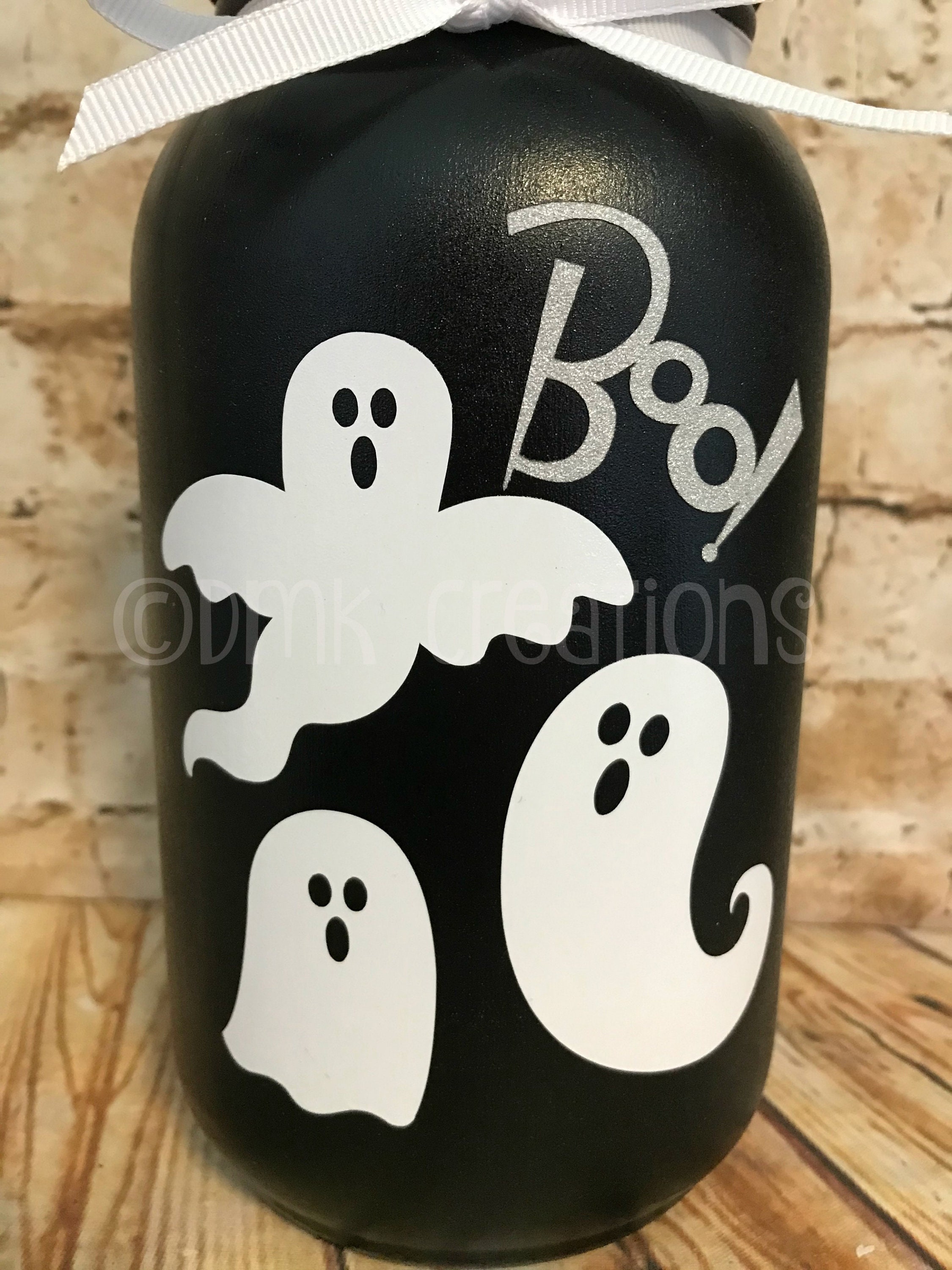 Ghost Mason Jar Tissue Holder, Painted Mason Jar, Tissue Holder, Mason ...