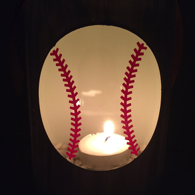 Baseball Painted Mason Jar Tea Light Candle Holder, Baseball, Painted ...