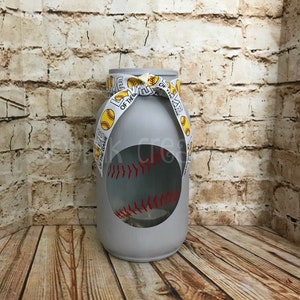 Softball Painted Mason Jar Tea Light Candle Holder, Softball, Painted ...
