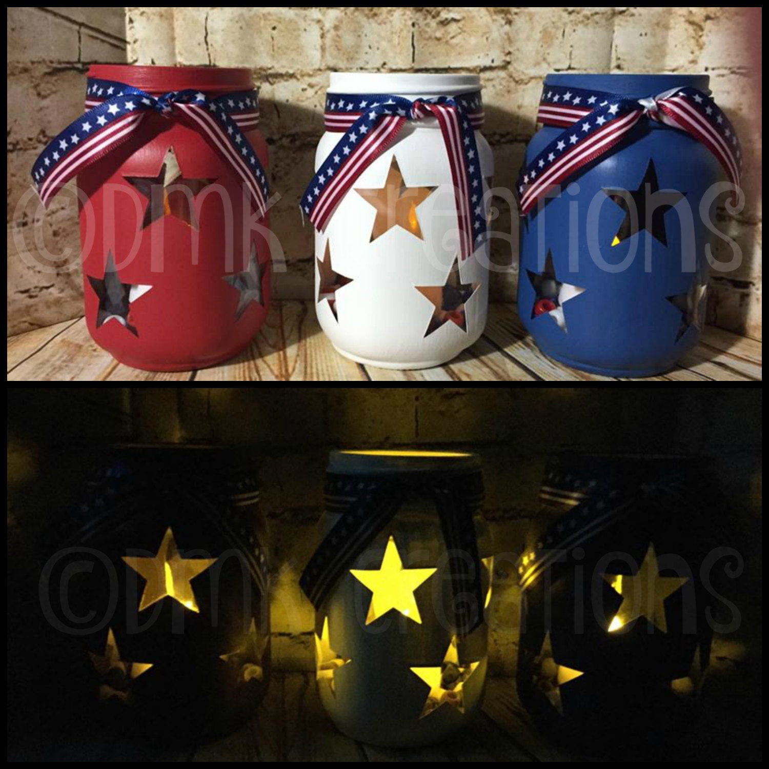 Set of Patriotic Painted Mason Jar Tea Light Candle Holders - Etsy