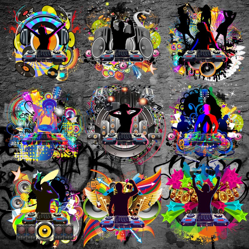 Cool Colorful Art Digital Graphic Design Music Disco DJ Clipart PNG ...