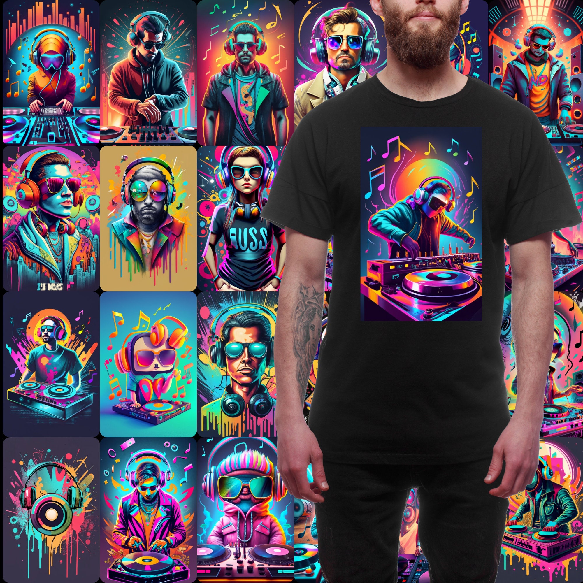300 Cool DJ T-shirt Design, High Quality, Cool, Colorful, Sublimation ...