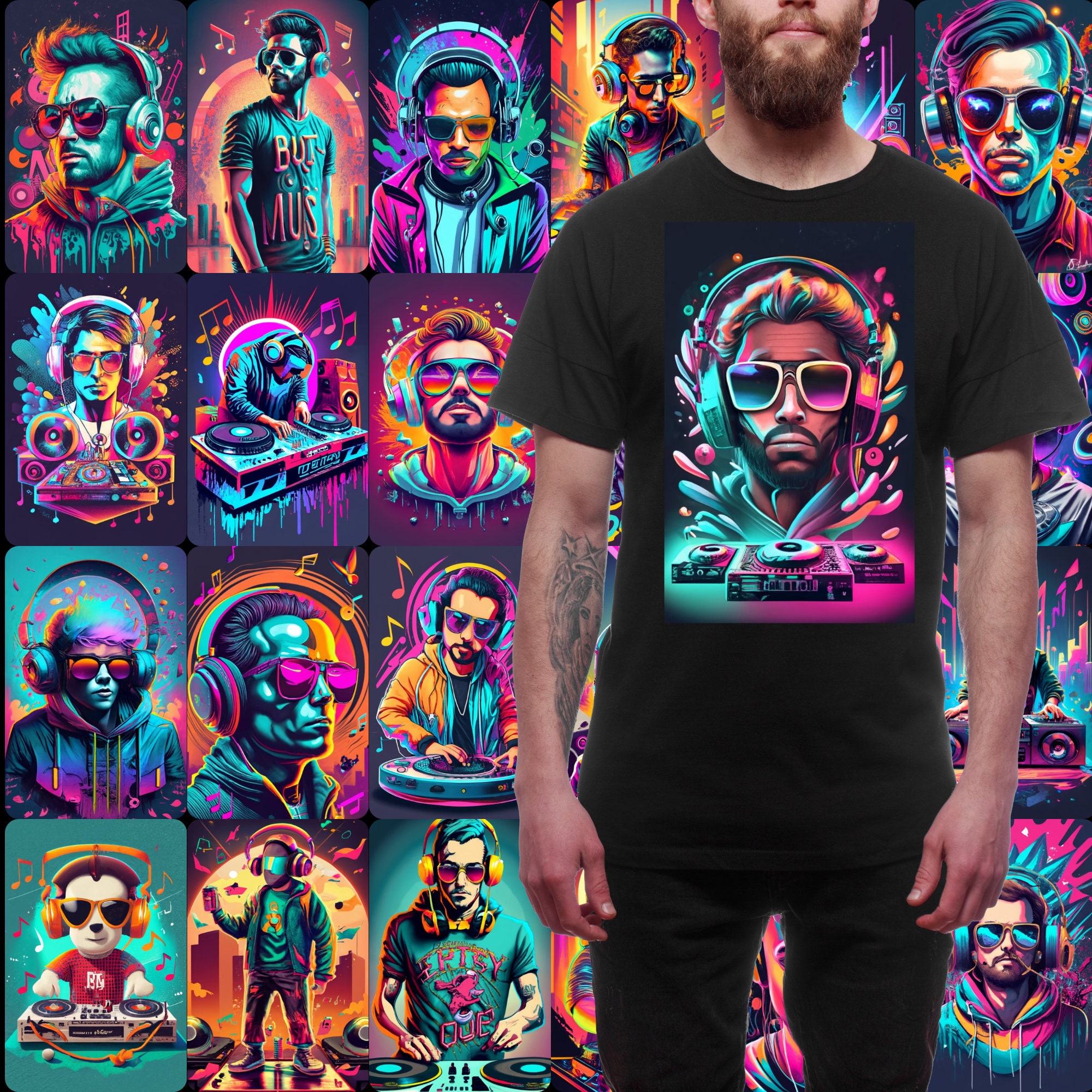 300 Cool DJ T-shirt Design, High Quality, Cool, Colorful, Sublimation ...