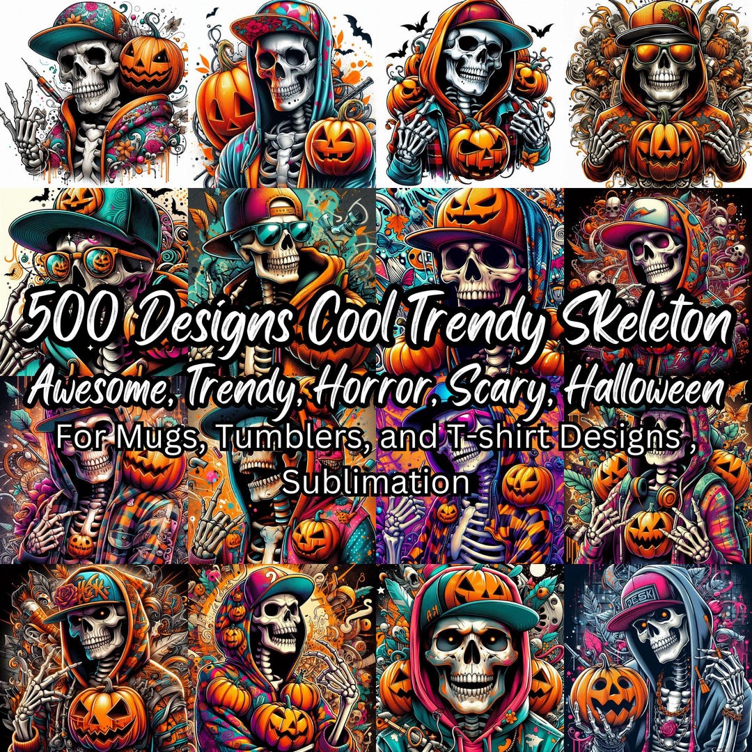Cool Skeletons, 500 Images, Awesome Skulls, Digital Paper, for Mugs ...