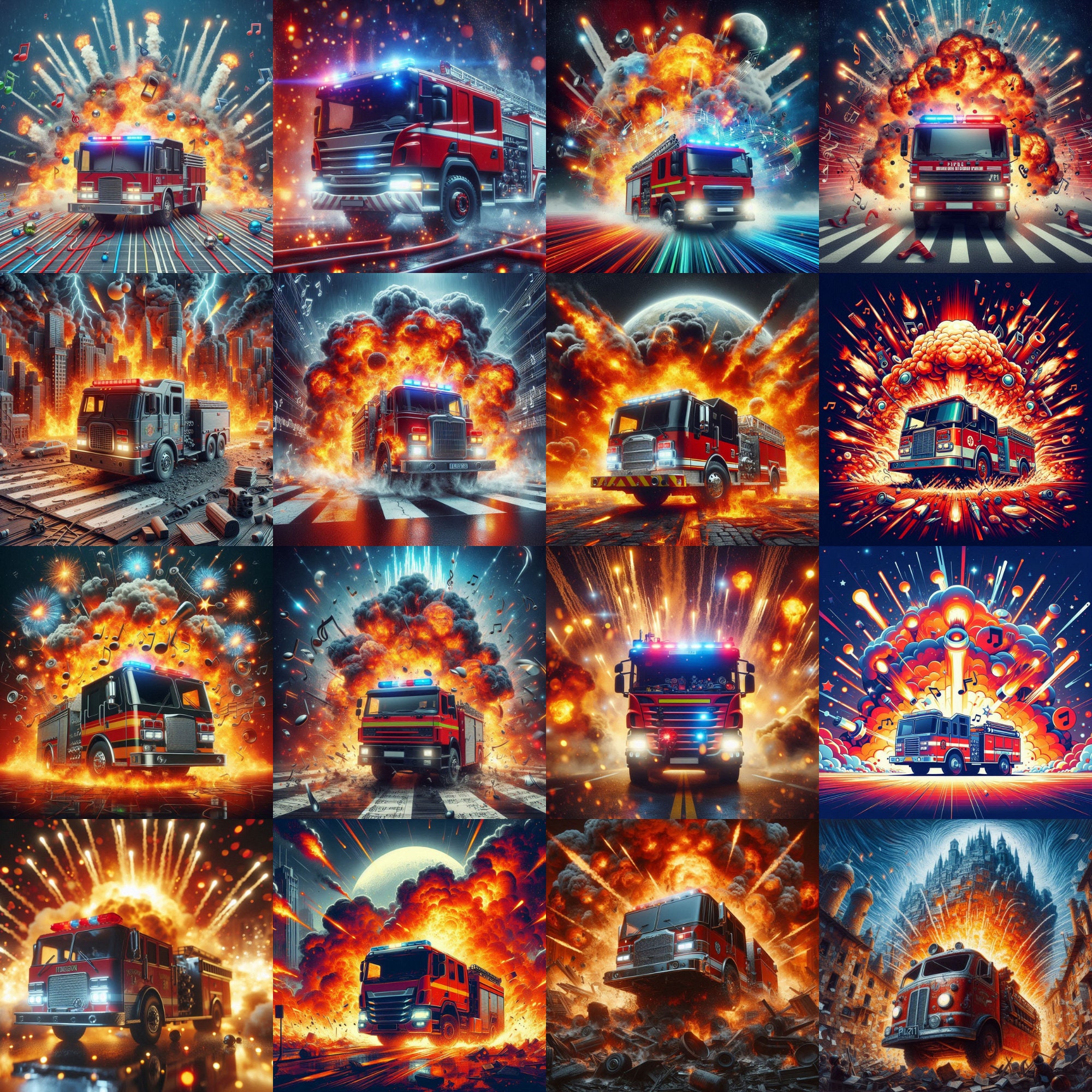 Firetrucks, 150 Images, Firemen Trucks, Digital Paper, for Mugs ...