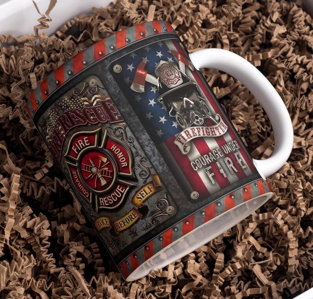 Fire Rescue Fire Fighter Mug Wrap Around Digital Mug Designs ...