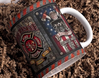 Hero Fire Fighter Mug Wrap Around Digital Mug Designs, Sublimation PNG ...