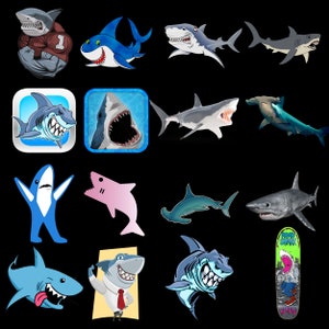 100 Shark Clipart Digital, PNG Transparent Background, Printable ...