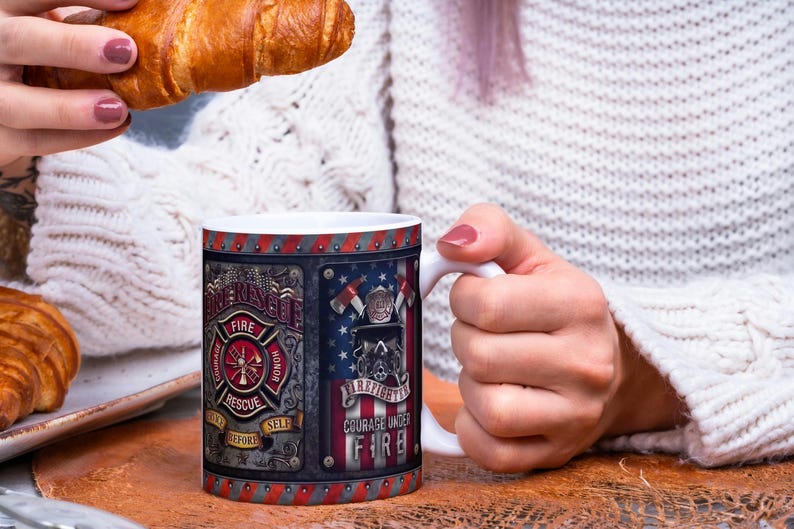 Fire Rescue Fire Fighter Mug Wrap Around Digital Mug Designs ...