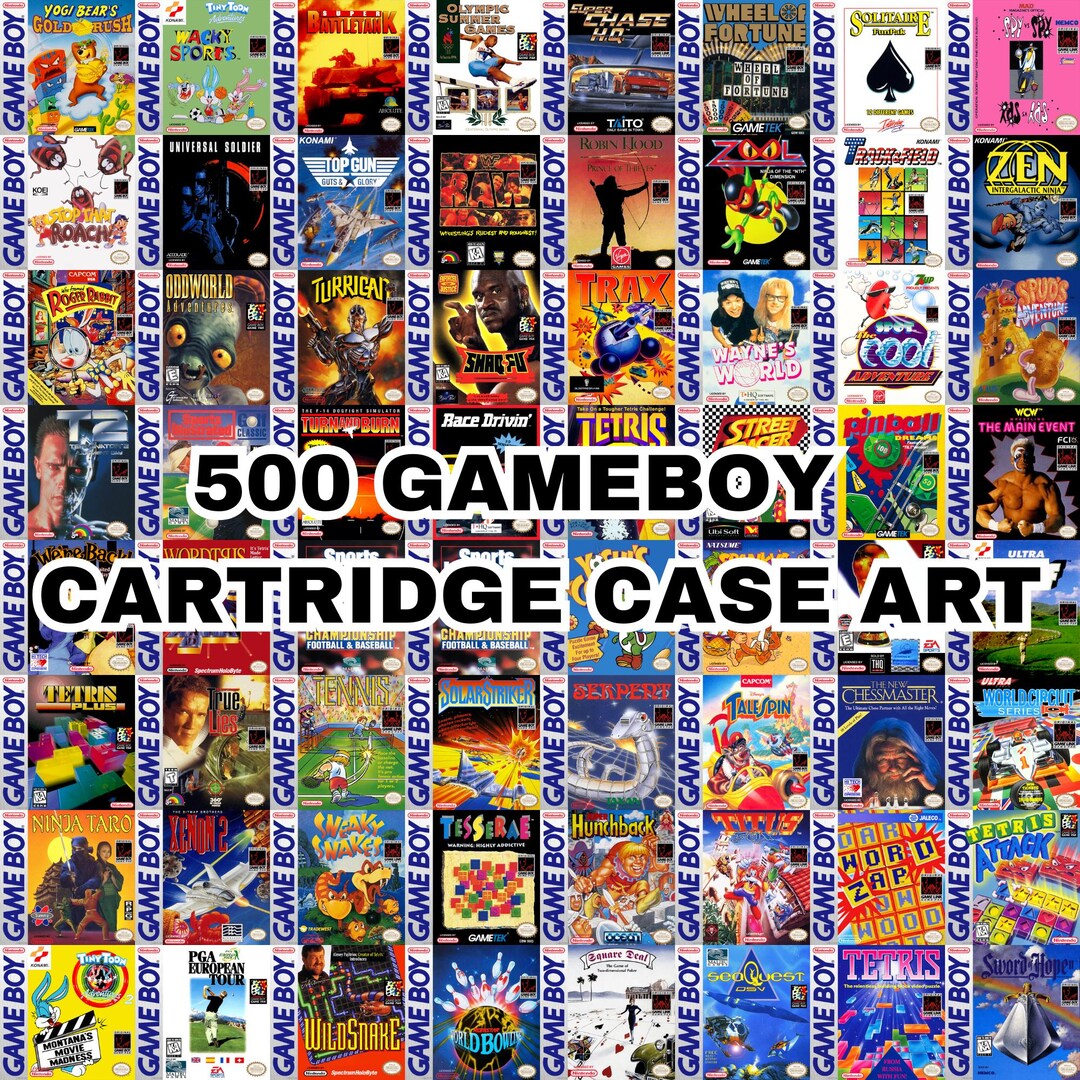 500 Digital Gameboy Cartridge Box Art Cover, Cool, Nostalgic, Digital ...