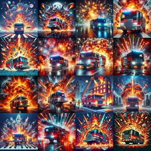 Firetrucks, 150 Images, Firemen Trucks, Digital Paper, for Mugs ...