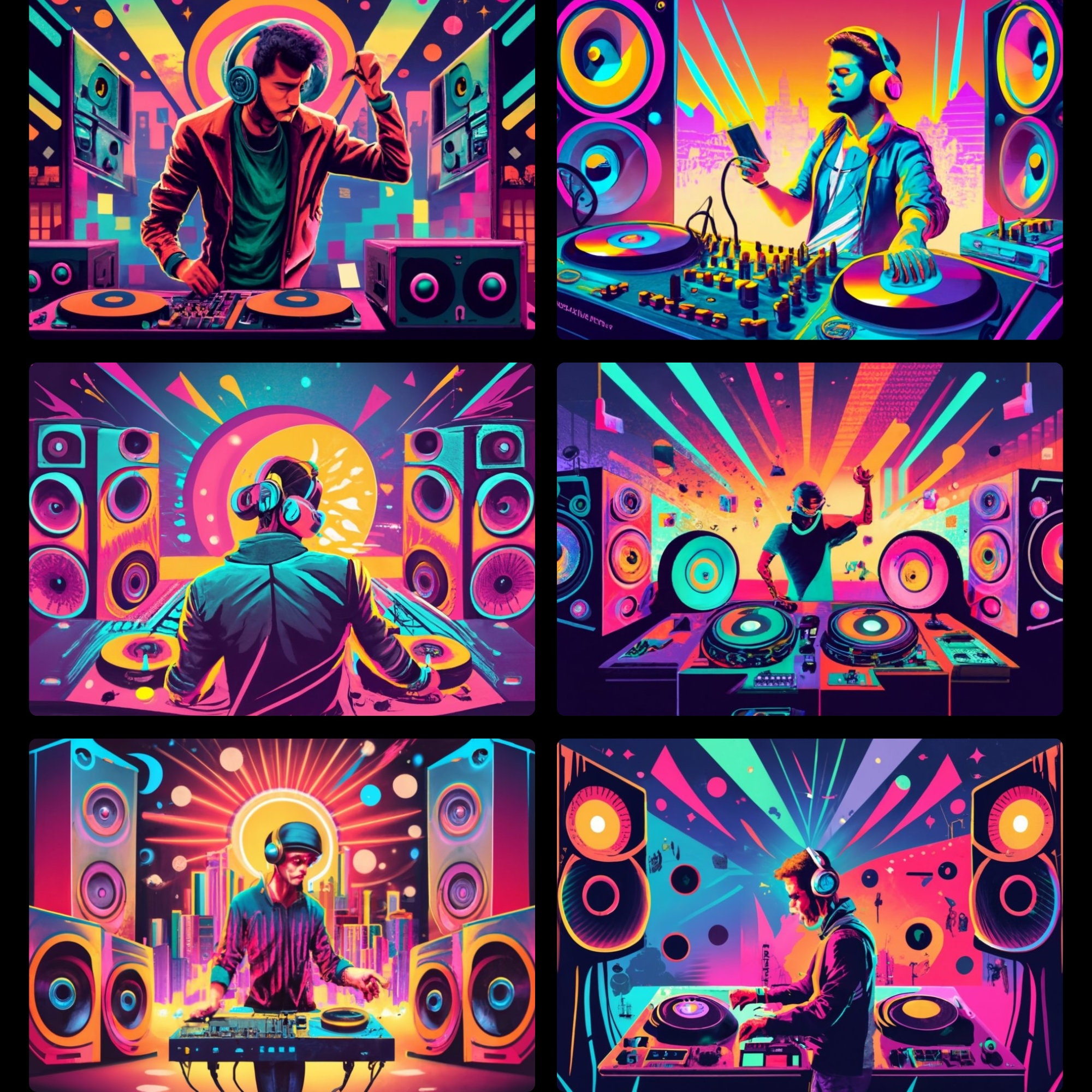 Retro DJ Colorful Art Digital Graphic Design Music Disco DJ Clipart 12 ...