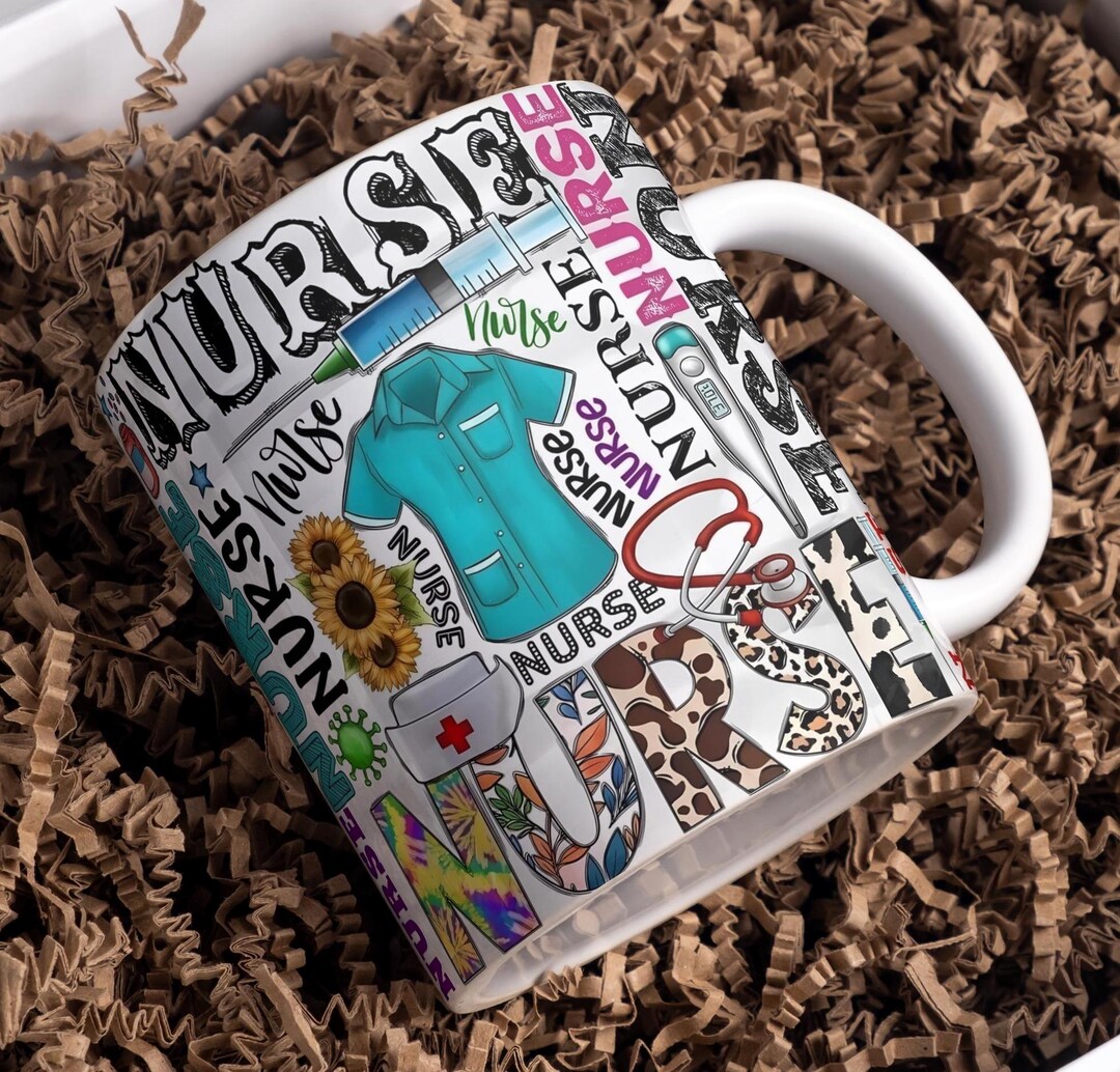 Nurse Mug Wrap Around Digital Mug Designs, Sublimation PNG, 11oz & 15oz ...