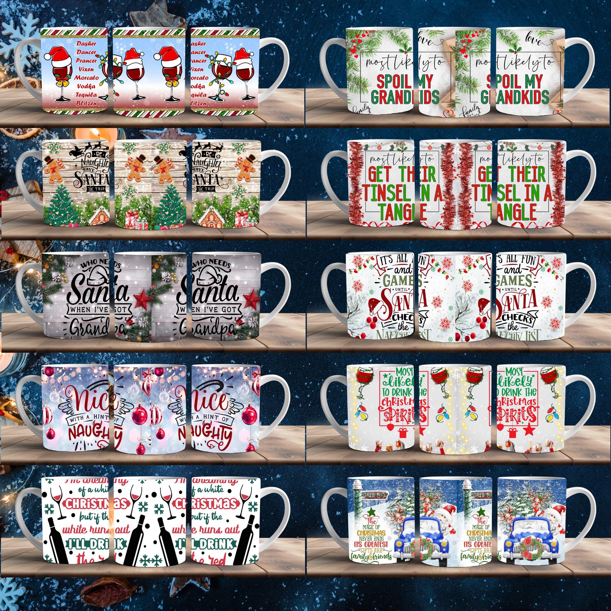 30 Merry Christmas Mug Wrap Around Digital Mug Design, 11oz & 15oz ...