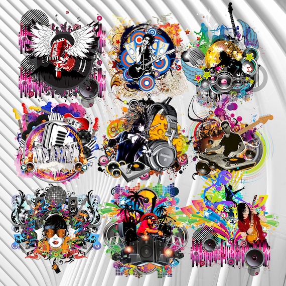 Colorful Art Digital Graphic Design Music Disco DJ Clipart PNG - Etsy