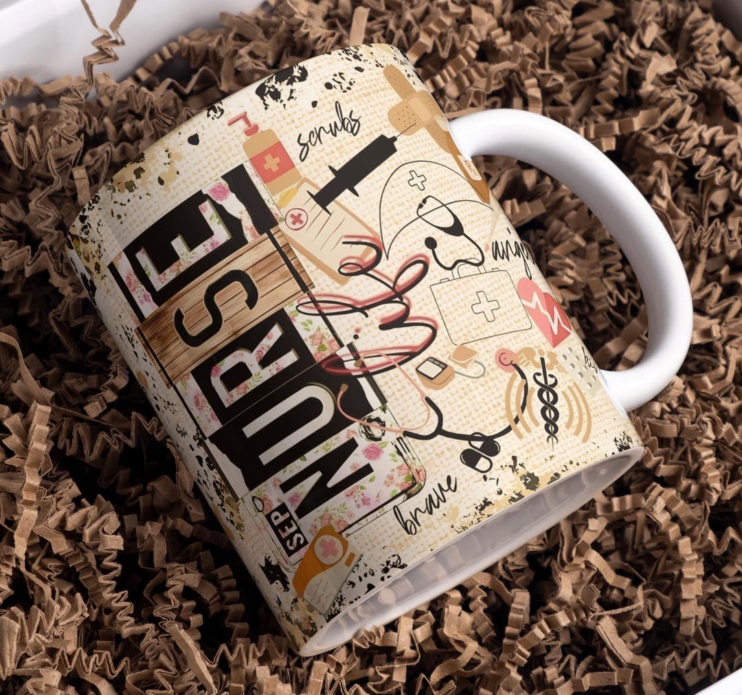Nurse Life Mug Plate Sign Wrap Around Digital Mug Designs, Sublimation ...
